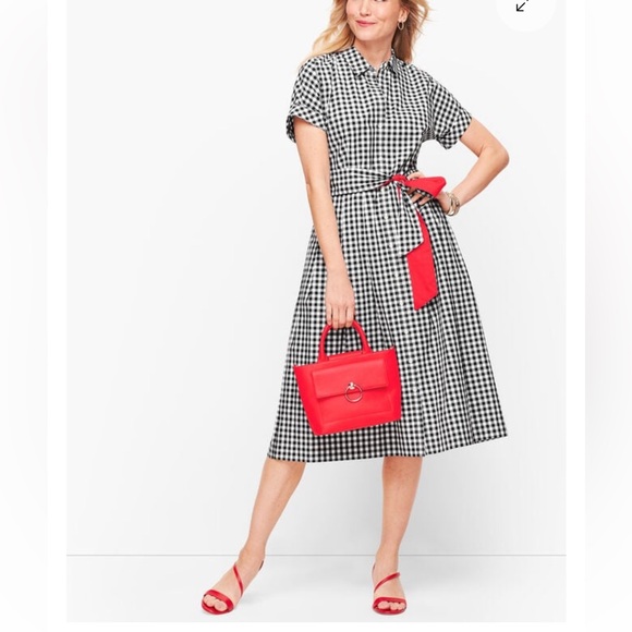 Talbots | Dresses | Talbots Black And White Pleated Midi Dress | Poshmark